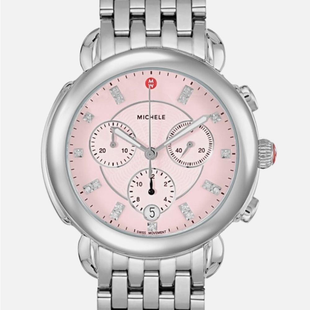 *Today Only* Michele Sidney Diamond Watch- Pink Dial - Gem